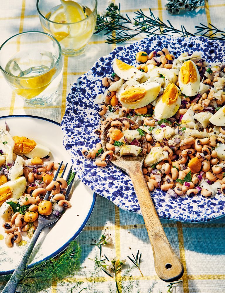Cornille bean and cod salad
